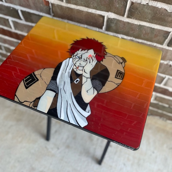 Art | Naruto Garra Anime Art Table With Red And Orange Design | Poshmark